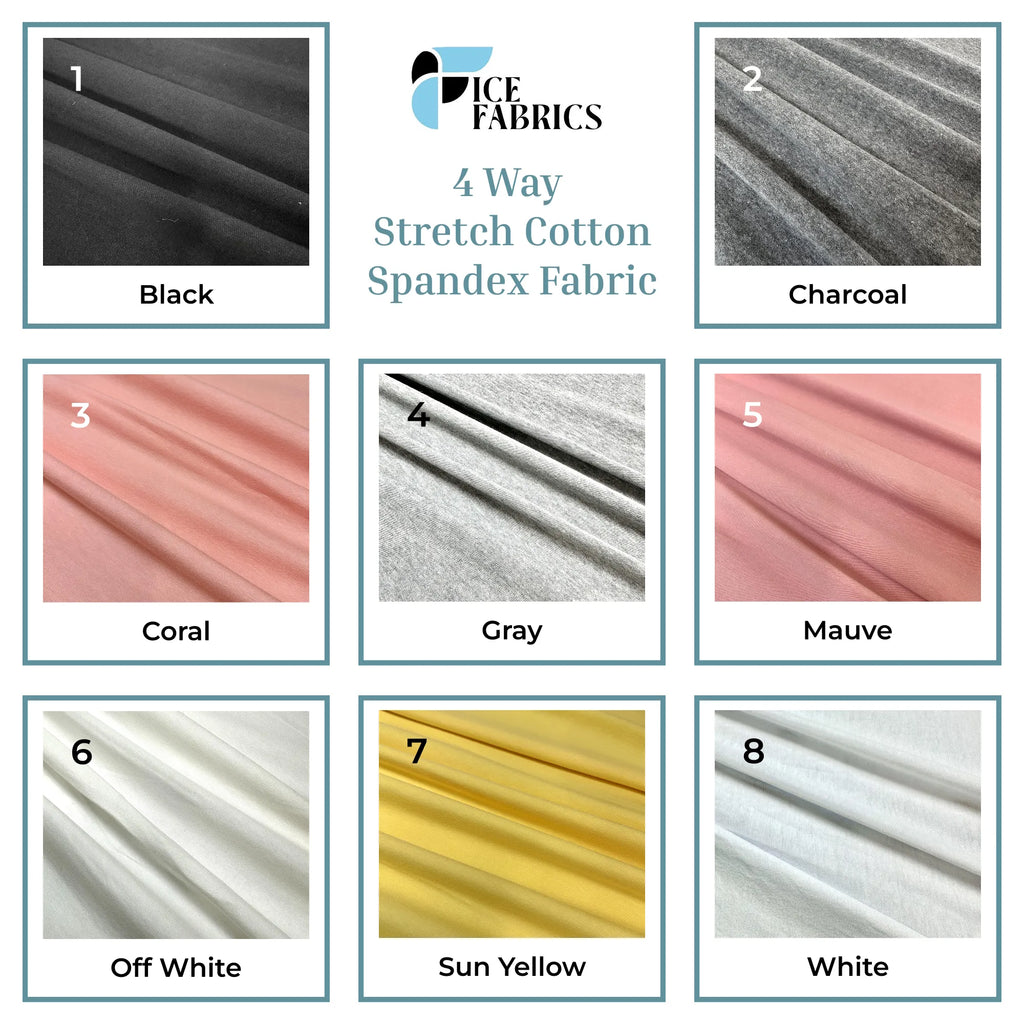 4 Way Stretch Cotton Spandex Fabric By The Yard | Ice Fabrics