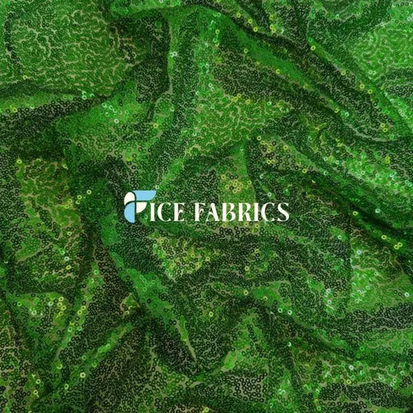 All Over Kelly Green Mesh Glitz Mini Sequins Fabric | Ice Fabrics