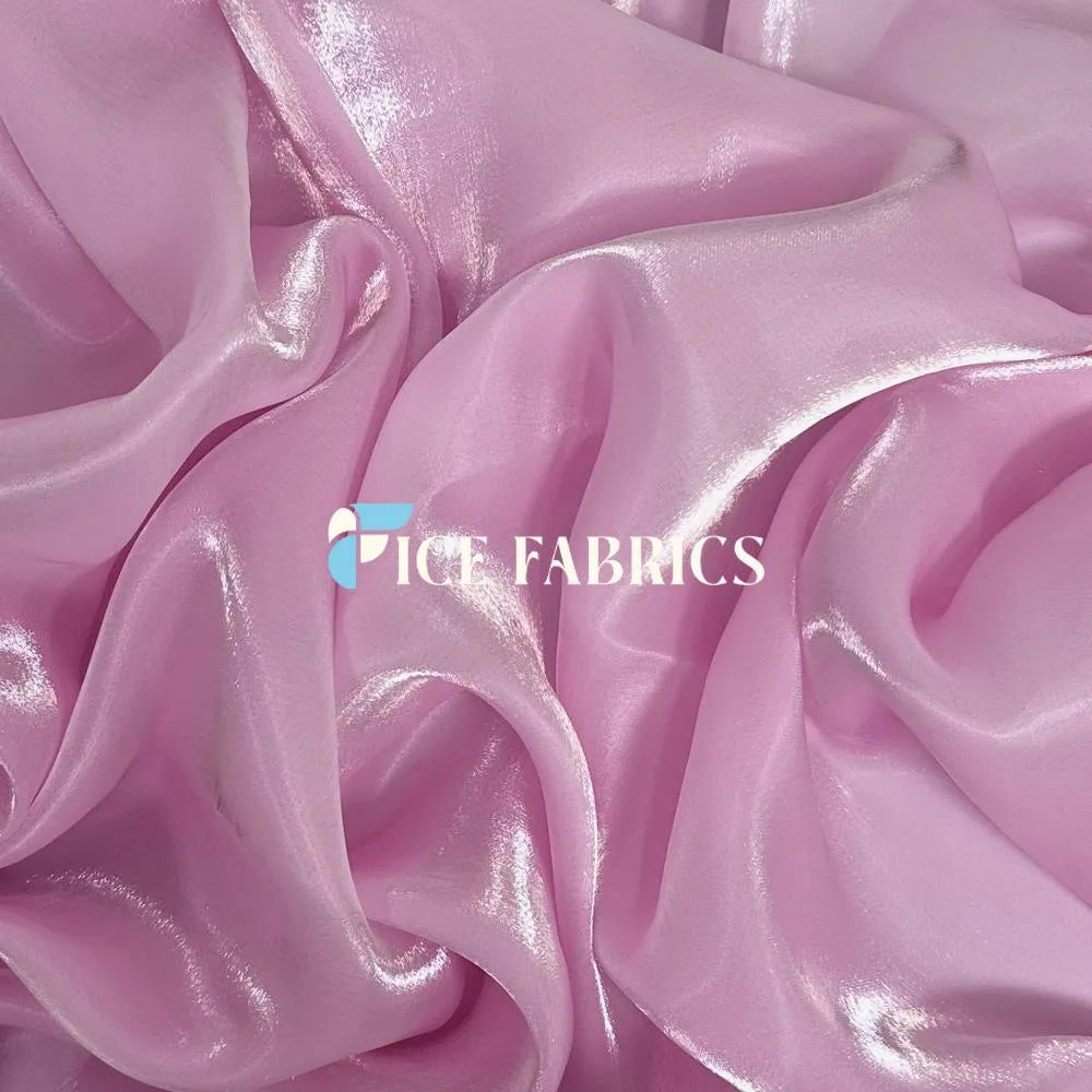 Baby Pink Crystal Reflective Liquid Chiffon Fabric By The Yard
