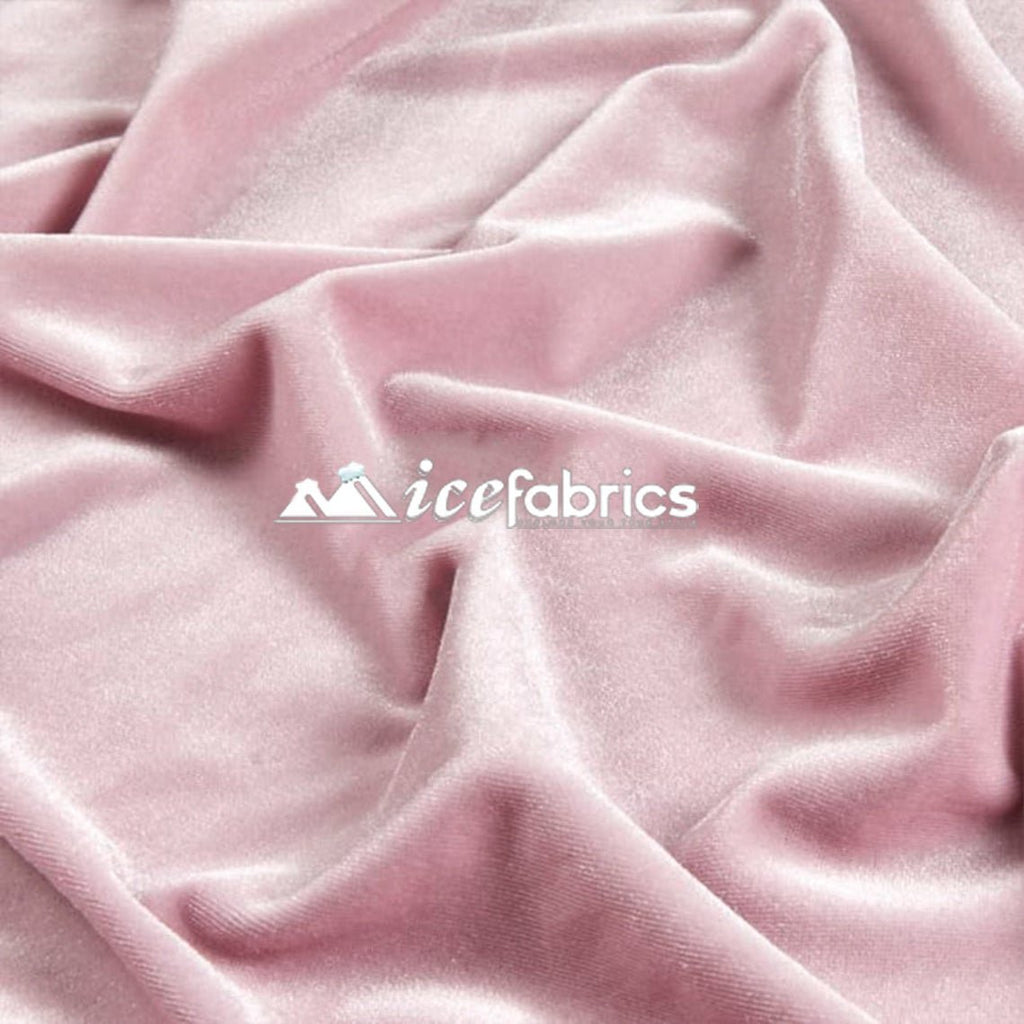 Blush Pink Stretch Velvet Fabric _ Spandex Fabric