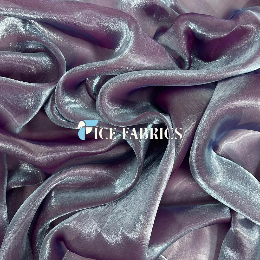 Iridescent Purple Crystal Reflective Liquid Chiffon Fabric By The Yard