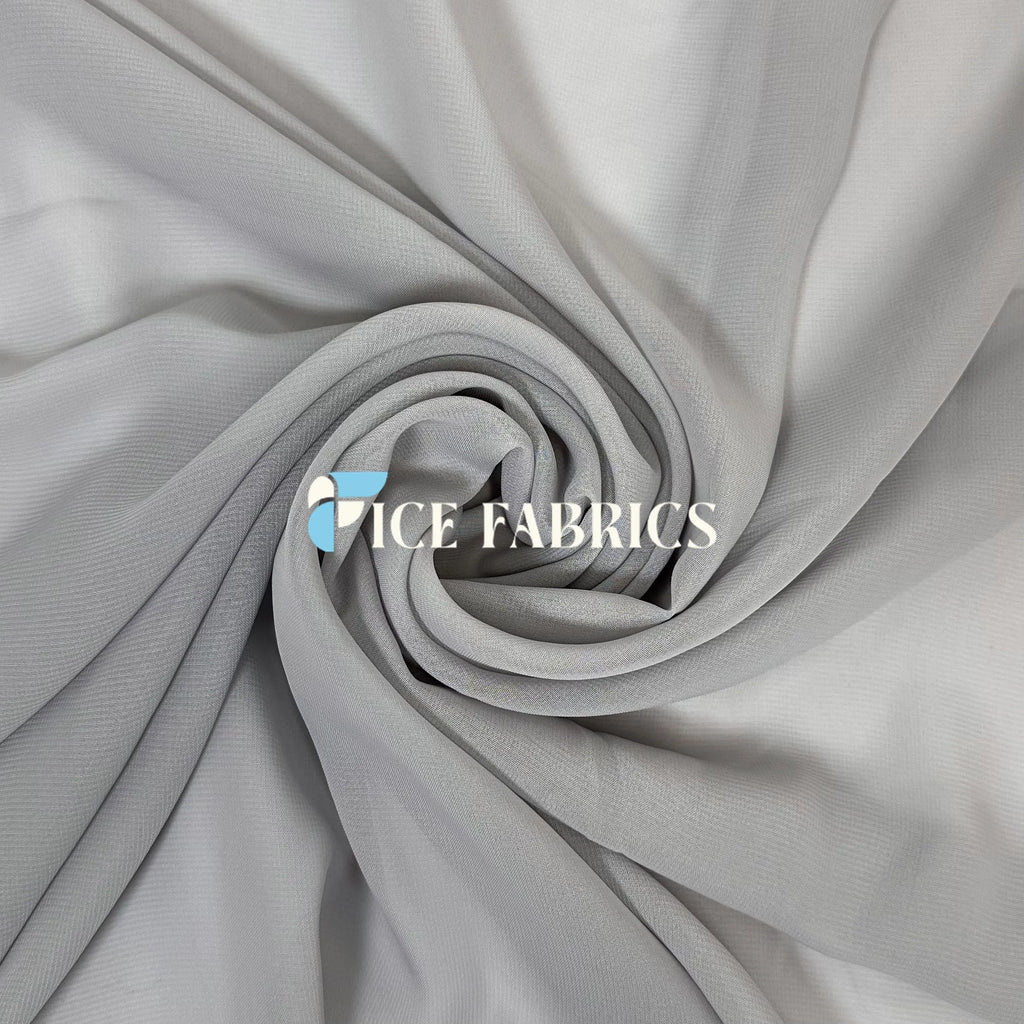 Silver Mia Soft Poly Chiffon Sheer Fabric By The Yard