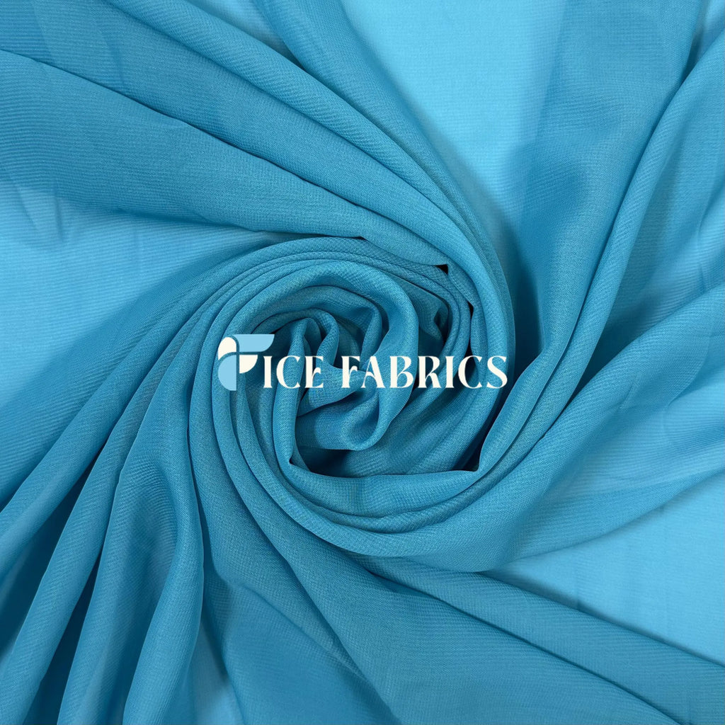 Turquoise Mia Poly Sheer Chiffon Fabric | Premium Chiffon