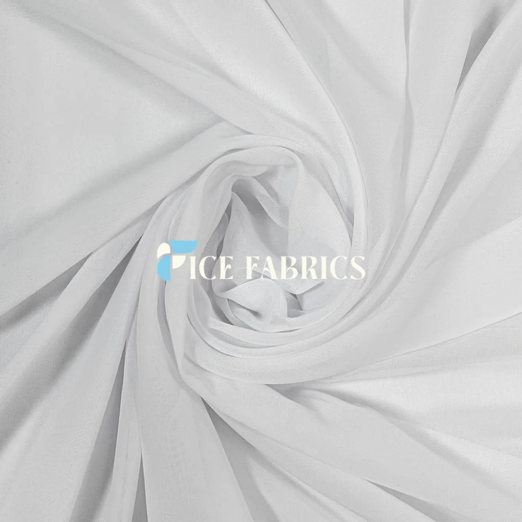 White Mia Soft Poly Chiffon Sheer Fabric By The Yard