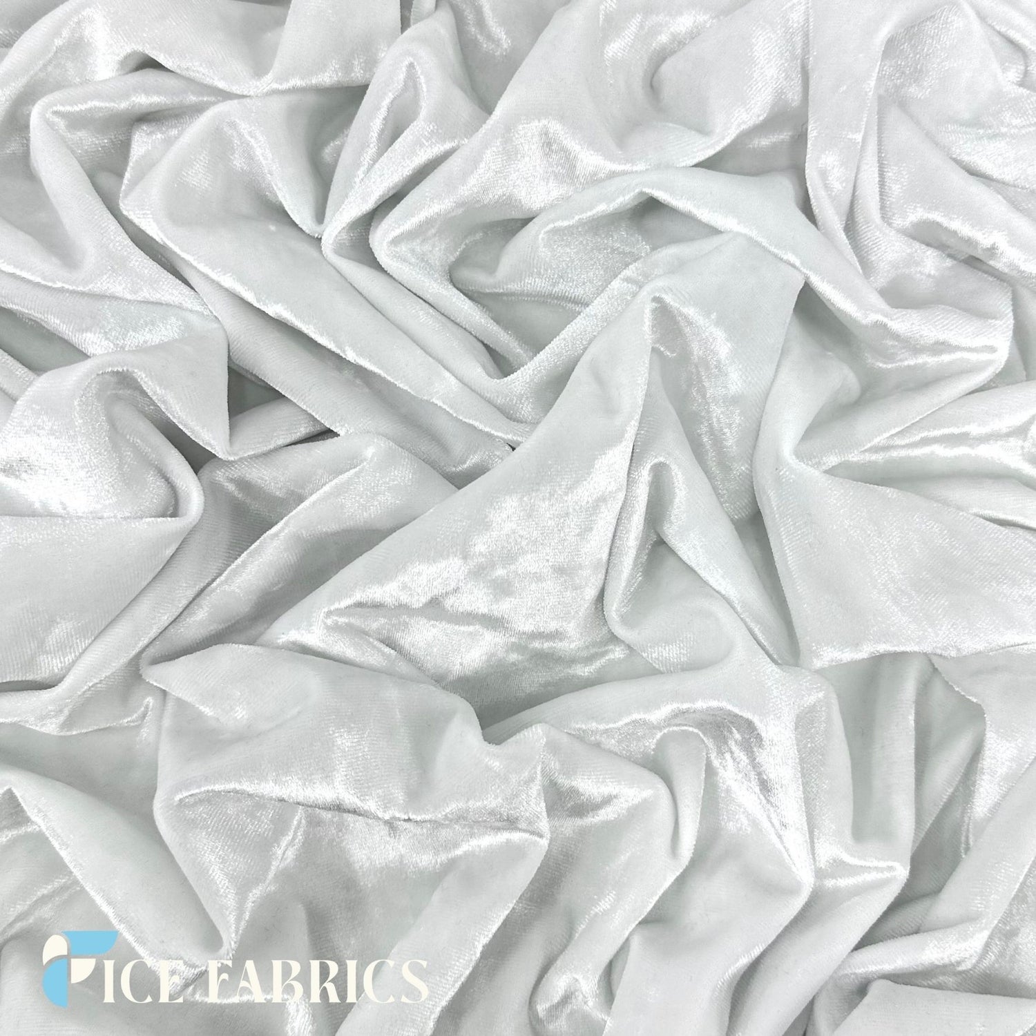 White Stretch Crushed Velvet Fabric | Ice Fabrics