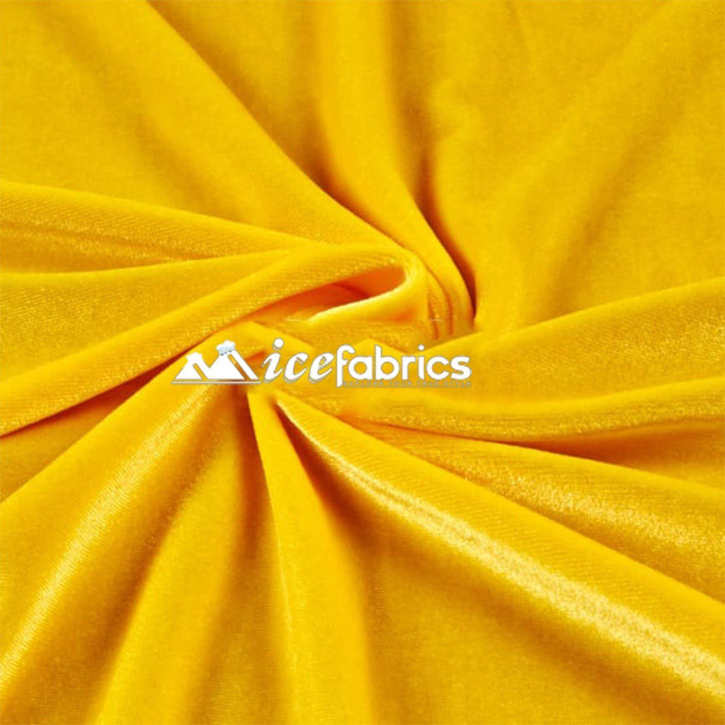 Yellow Stretch Velvet Upholstery Fabric By The Roll (20 yards) Wholesa