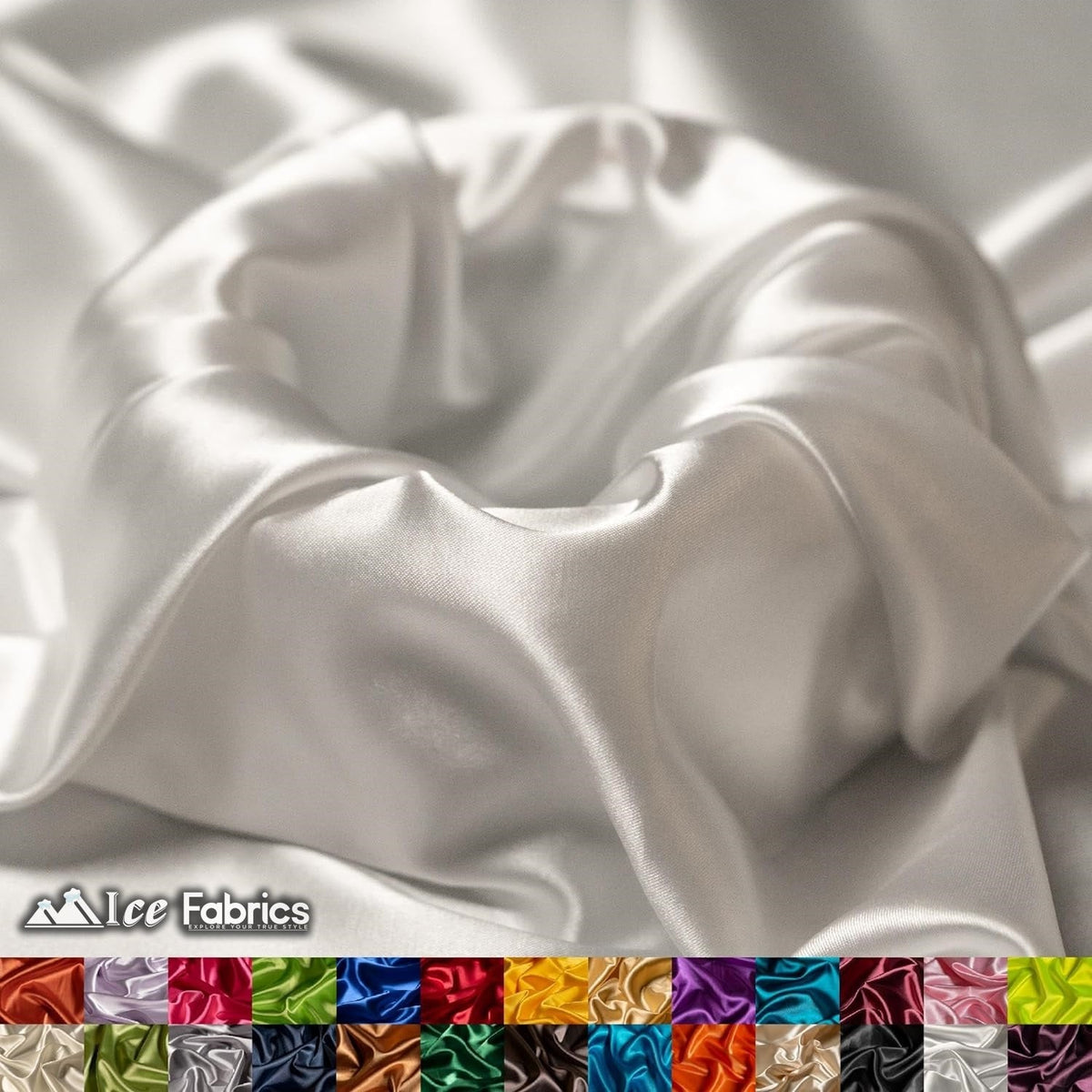 Luxurious New Shiny White Charmeuse Stretch Satin Fabric