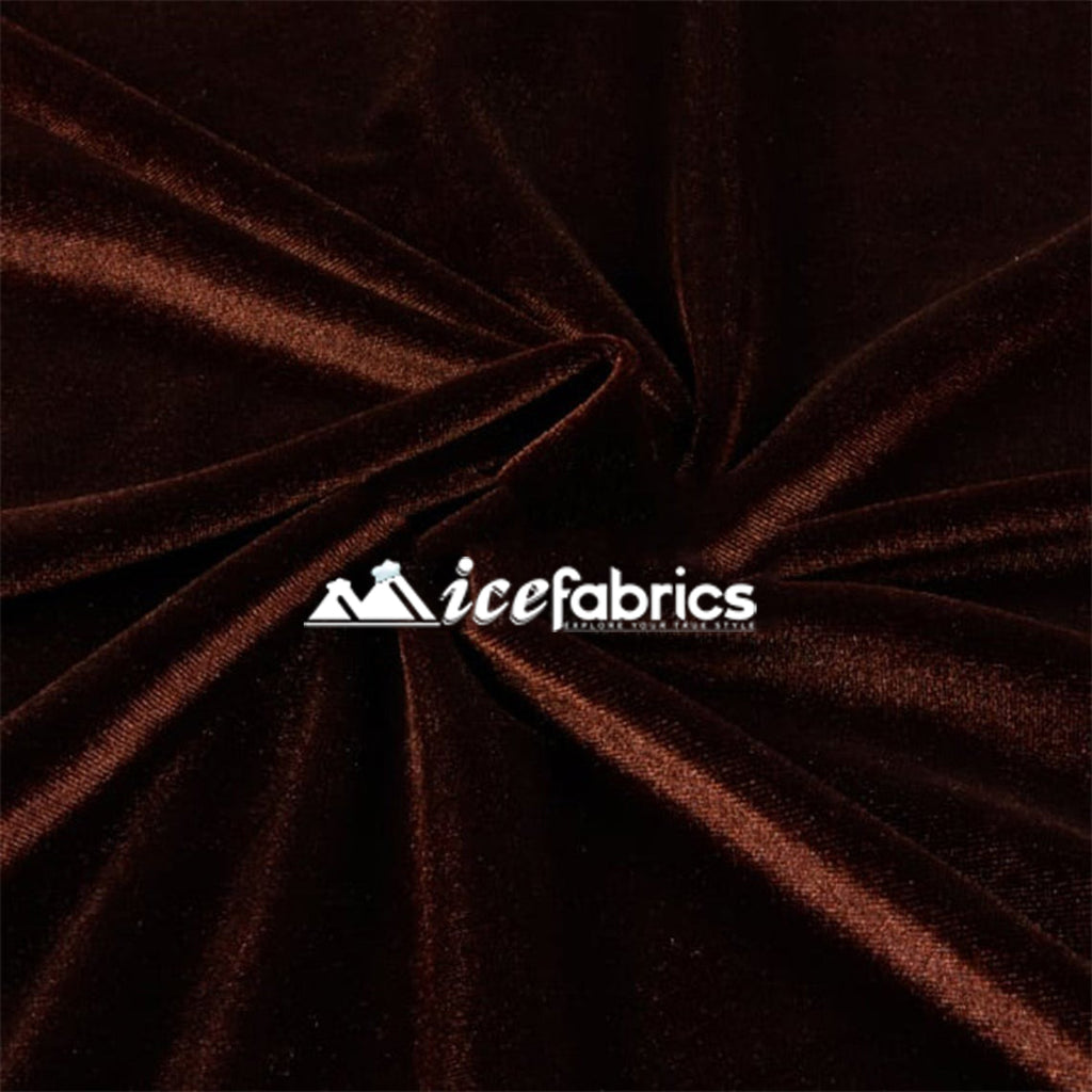 Brown Poly Spandex 4 Way Stretch Velvet Fabric | Ice Fabrics