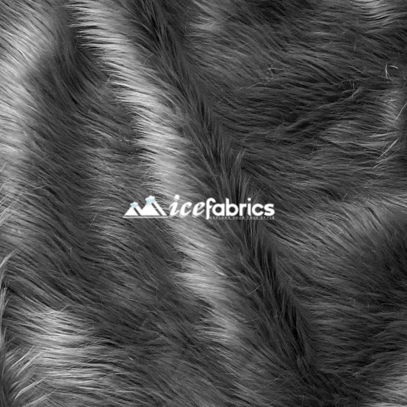 Charcoal Shaggy Mohair Long Pile Faux Fur Fabric By The Yard | LuxeSha