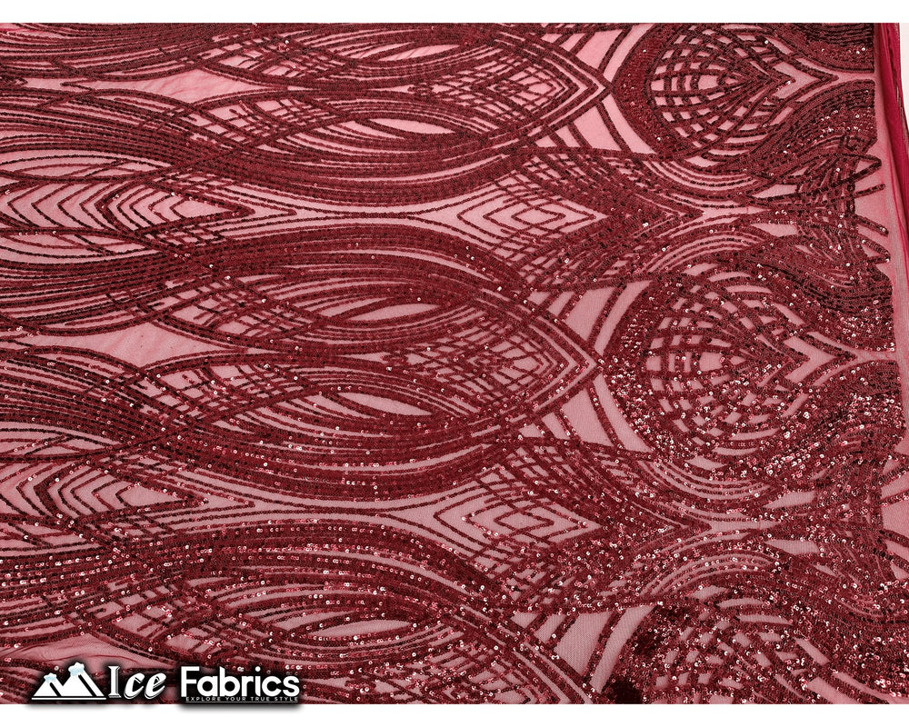 Peacock Sequin Fabric By The Yard 4 Way Stretch Spandex