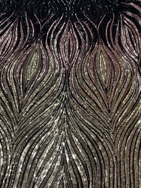 Wavy Geometric Prom 4 Way Stretch Sequins
