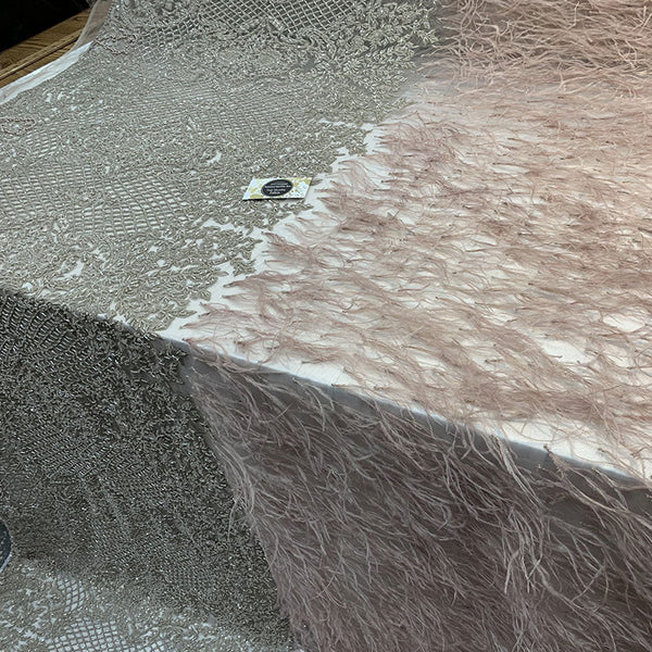 High-Quality Handmade Feathers Mesh Lace Fabric - IceFabrics