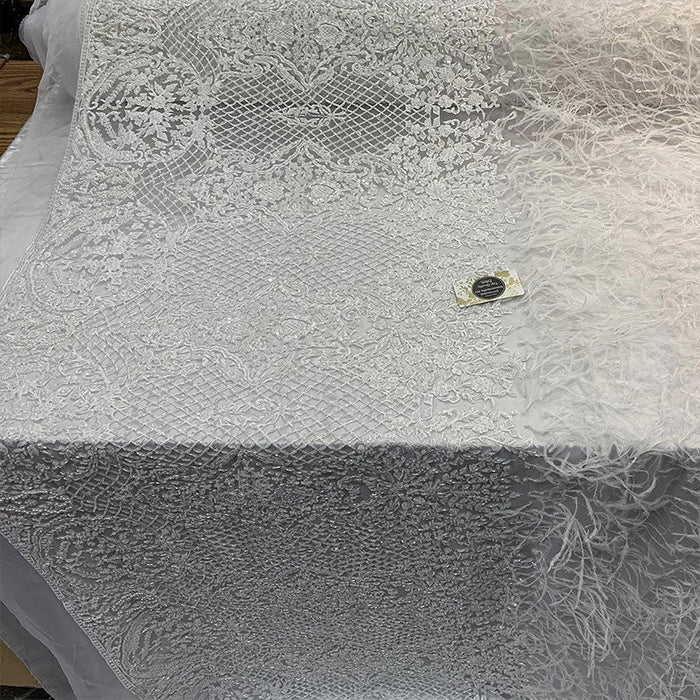 High-Quality Handmade Feathers Mesh Lace Fabric - IceFabrics