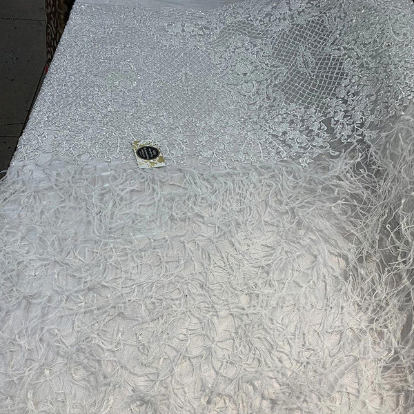 High-Quality Handmade Feathers Mesh Lace Fabric - IceFabrics