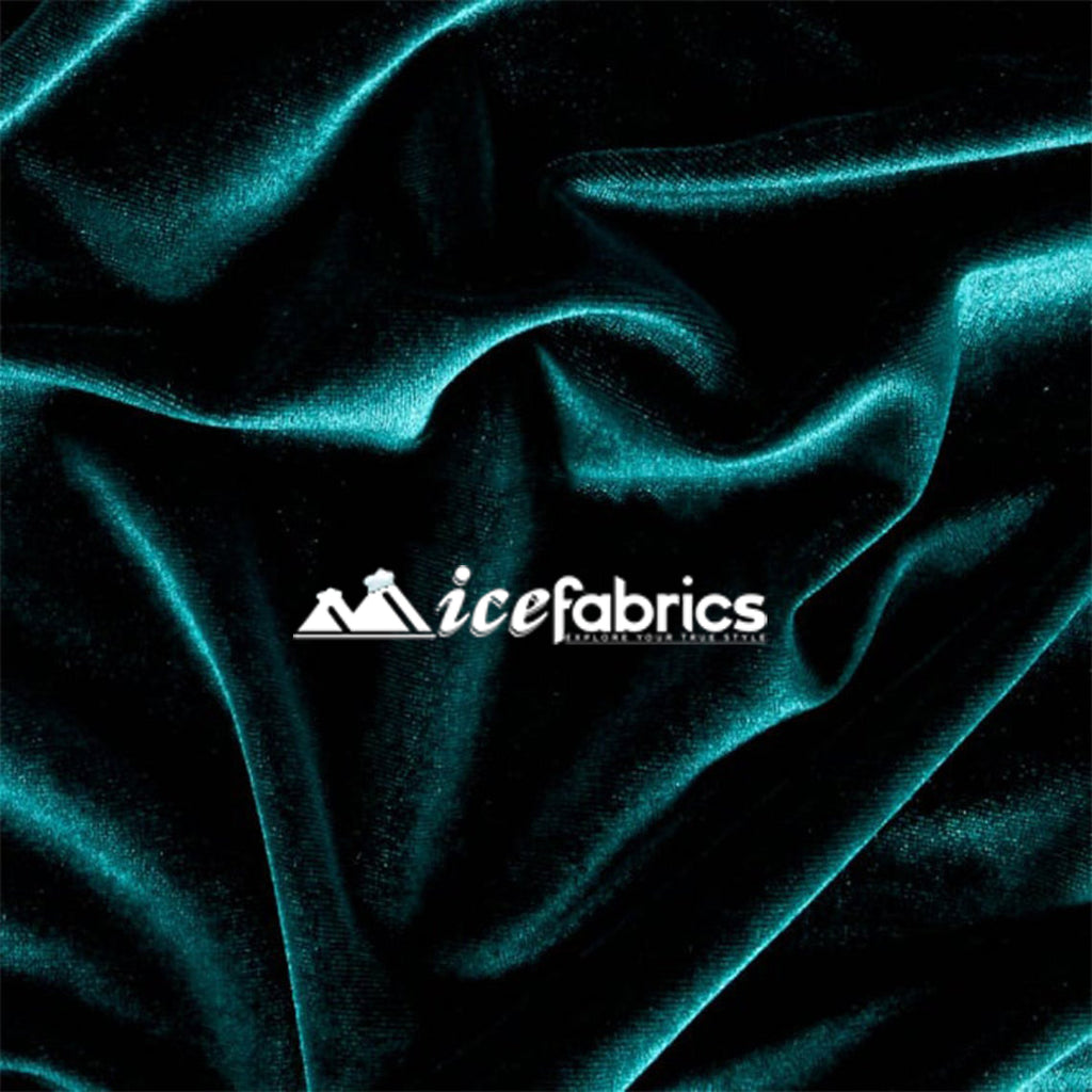 Hunter Green Poly Spandex 4 Way Stretch Velvet Fabric | Ice Fabrics