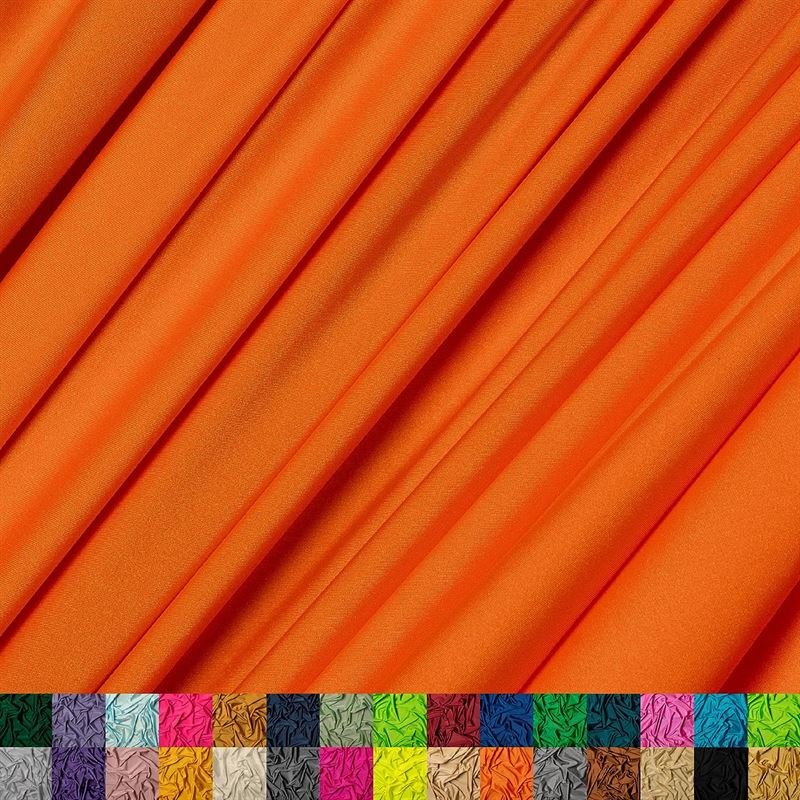 Jordan Neon Orange Shiny Nylon Spandex Fabric / 4 Way stretch