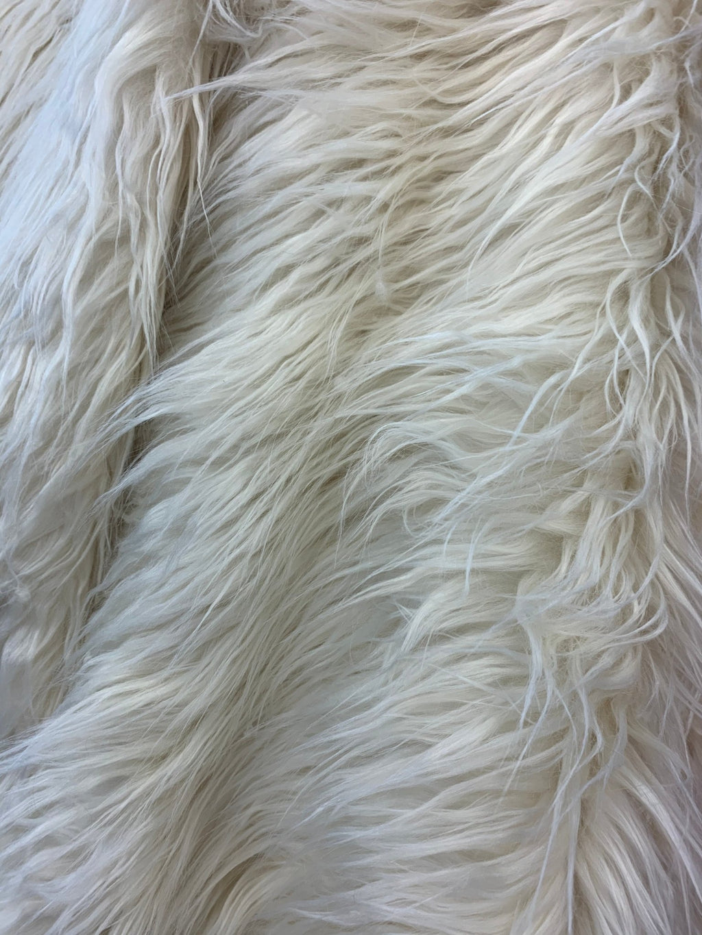Ivory Mongolian Long Pile Fake Faux Fur Fabric Sold By The Yard