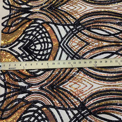 Peacock 4 Way Stretch Sequins Lace Fabric By The Yard