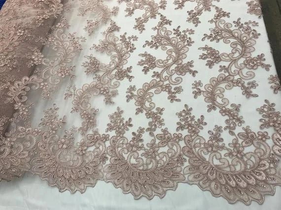 Transparent Embroidered Bridal Mesh Lace Fabric - IceFabrics