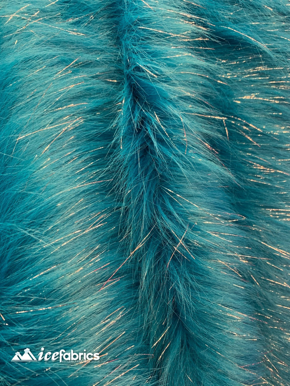 Turquoise Tinsel Long Pile Mongolian Faux Fur Fabric By The Yard Fashi