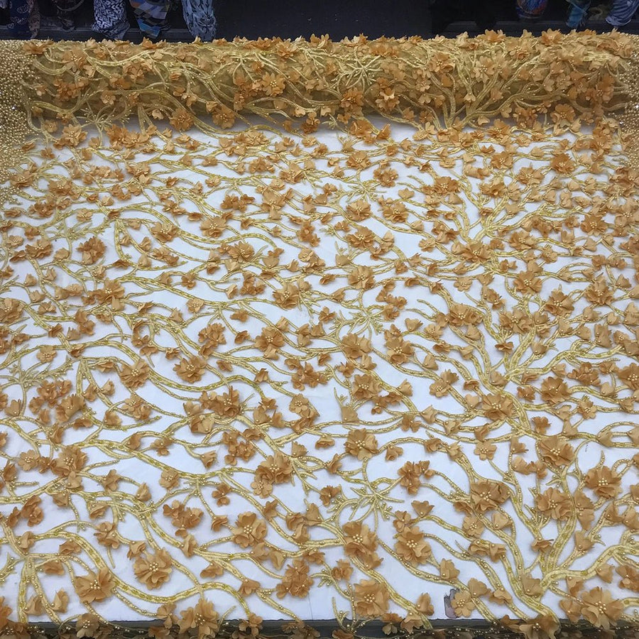 Wedding / Bridal Designed Beaded Mesh Lace Fabric - IceFabrics